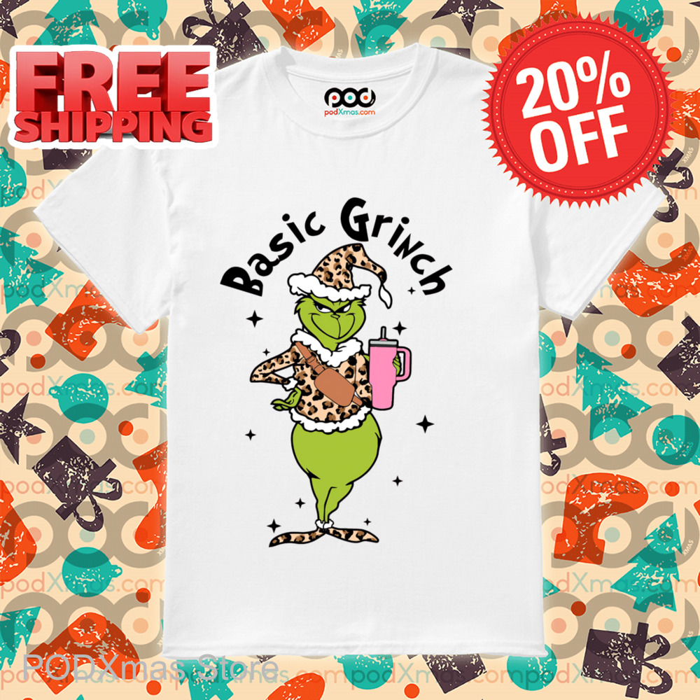 Grinch Leopard Basic Grinch Christmas 2024 Shirt - Podxmas Customized Store